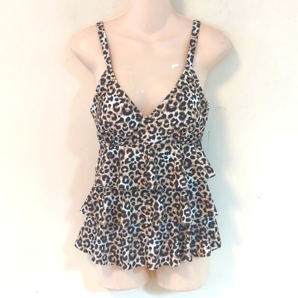 Nicole Miller | Swim | Nicole Miller Studio 3 Tier Cheetah Tropic Print ...